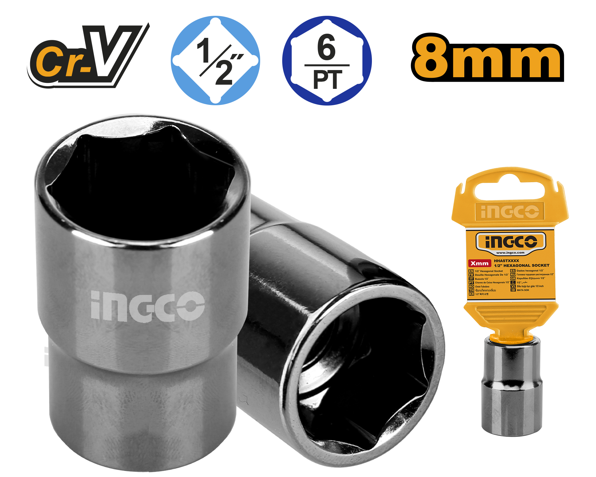 Ingco Socket Hex 1/2Dr 6Pt 8Mm – Northern Bolt & Tool