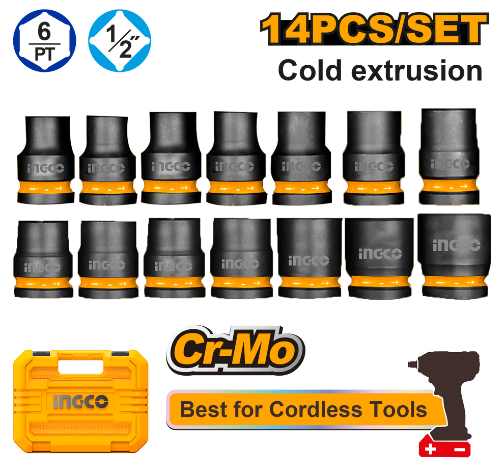 Ingco Impact Socket Set 1/2 14Pc – Northern Bolt & Tool