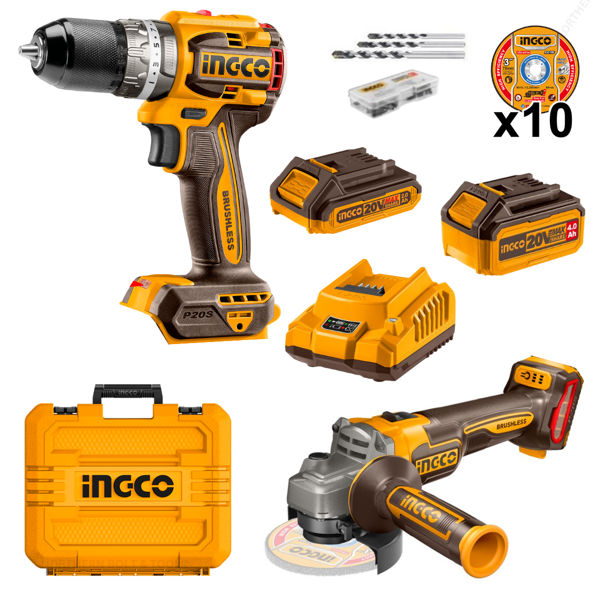 Special - Ingco Cordless Angle Grinder & Drill 20V Combo kit – Northern ...