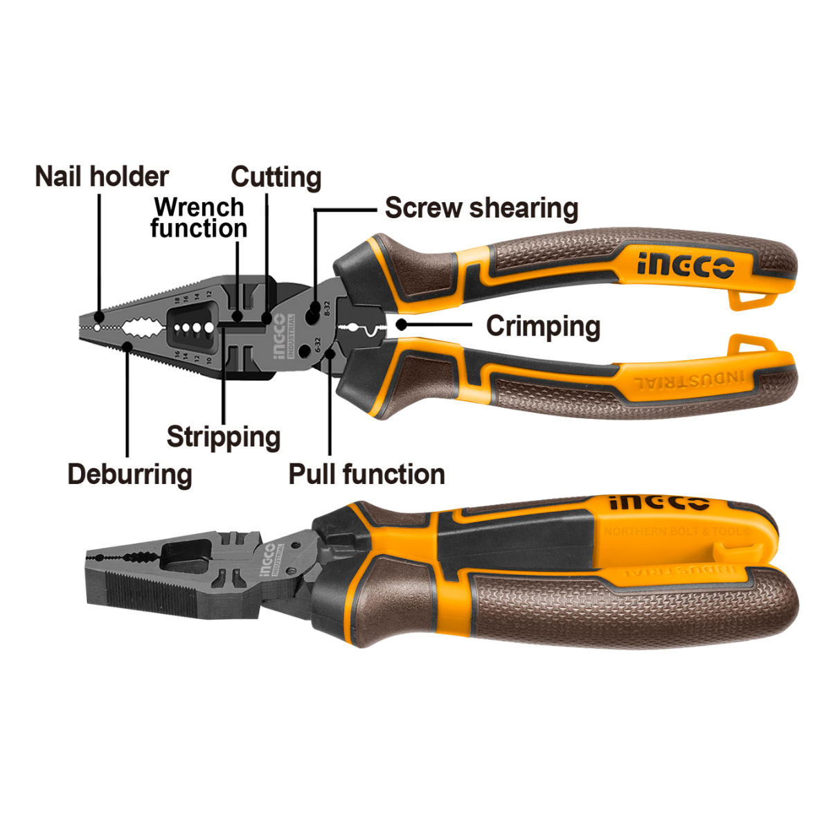 Ingco 8-in-1 Multi-Function Combination Pliers 200mm – Northern Bolt & Tool