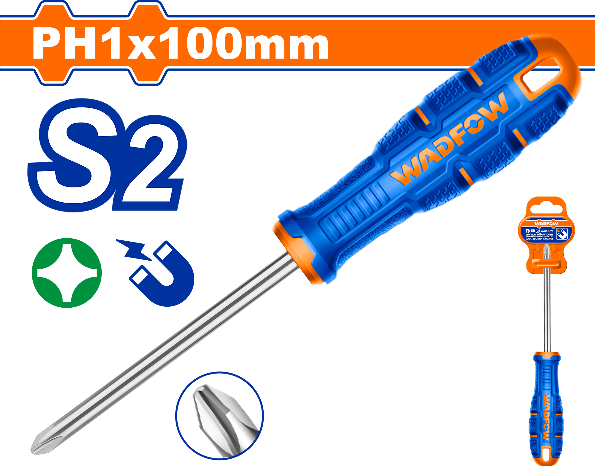 Wadfow Phillips screwdriver PH1x100mm – Northern Bolt & Tool