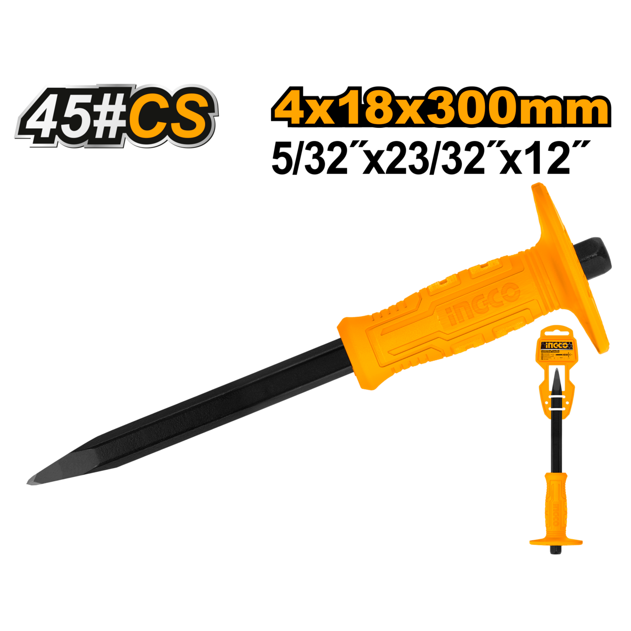 Ingco Concrete Chisel 4mm X 18mm X 300mm – Northern Bolt & Tool