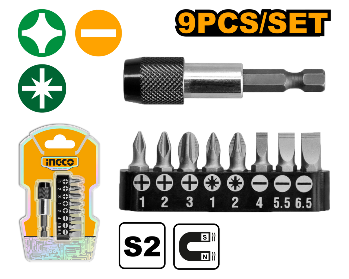 Ingco Screwdriver Bits Assortment 9Pcs – Northern Bolt & Tool