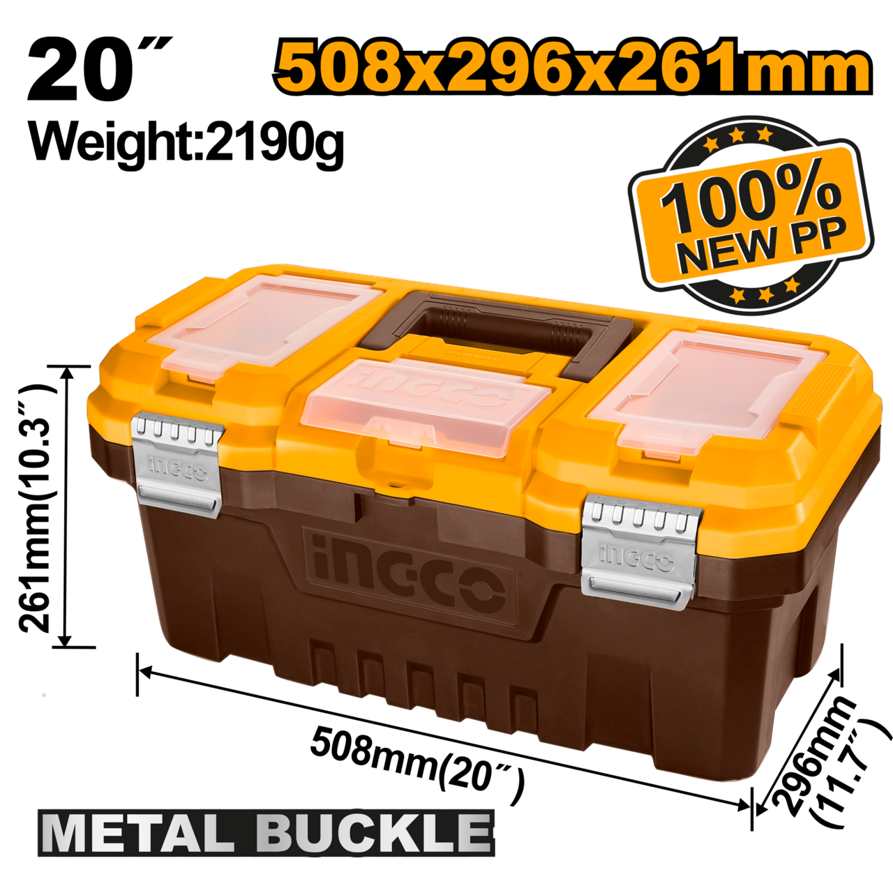 Ingco Plastic Tool Box 508mm X 296mm X 261mm – Northern Bolt & Tool